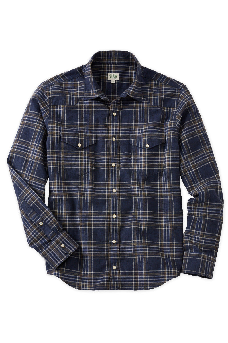 Japanese Navy and Ivory Plaid Pearl Snap Western – Elk Head Clothing